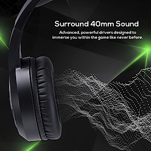 Phenom EXPO3 Stereo Gaming Headset for PS4, Xbox, Tablet or Smartphone, Noise Cancelling Headphones with Boom Mic and LED Glow Lights (Green)