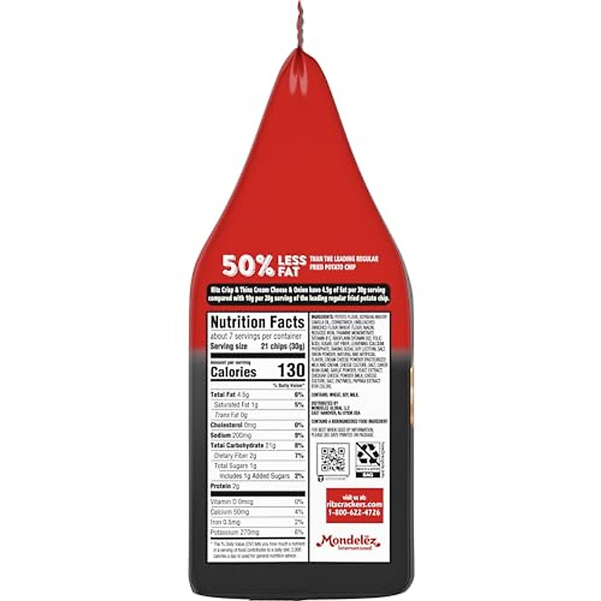 RITZ Crisp and Thins Cream Cheese and Onion Chips, 7.1 oz