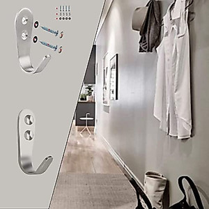 N & N 12 Pcs Stainless Steel Hooks for Hanging, Heavy Duty Wall Hooks, Coat Hooks, Single Robe Hook, Towel Hooks, Key Hooks for Bathroom, Kitchen, Garage, Outdoor and Office (Silver)