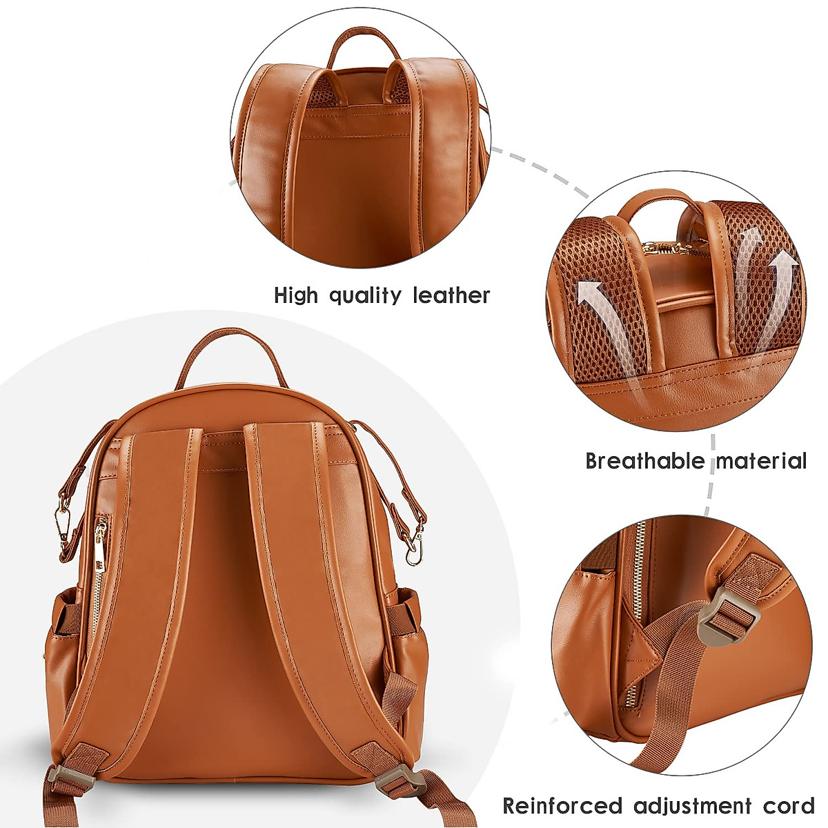 Baby Diaper Bag, Mini Leather Mom Baby Backpack Outdoor Travel Portable Mommy Bag With Diaper Pad, Pacifier Holder