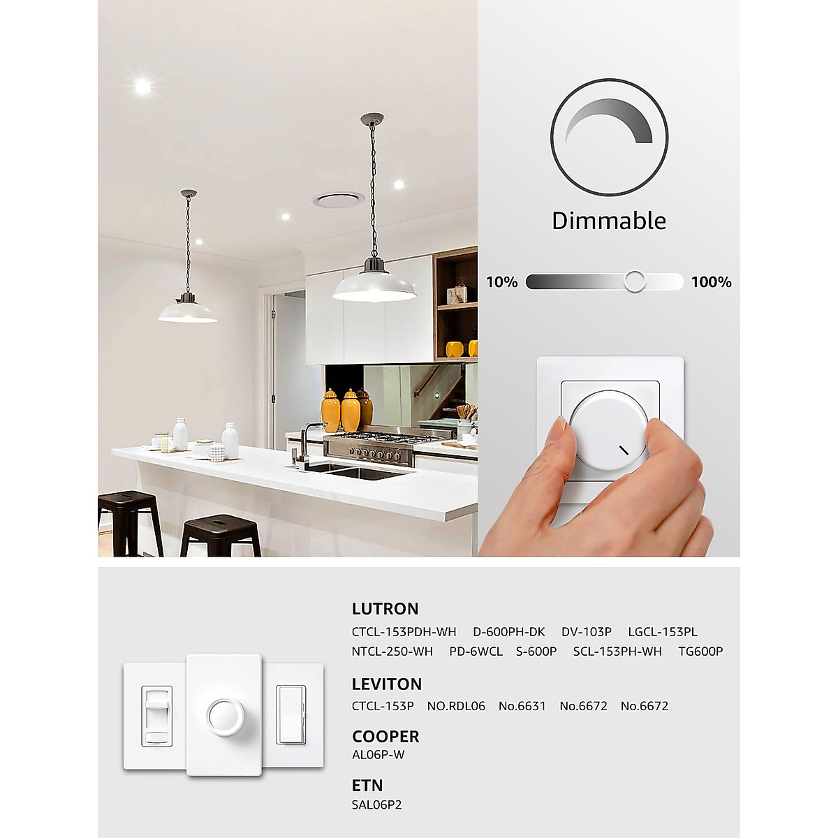 Lepro Dimmable LED Light Bulbs 100 Watt Equivalent, 14W 1500LM Daylight White 5000K, A19 E26 Standard Medium Base, UL FCC Listed, 15000 Hour Lifetime, 6 Pcs