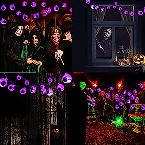 Halloween Purple Eyeball String Lights, 30 LED Battery Powered Halloween Decorative Lights with Remote, 16.4 FT 8 Modes Twinkle Lights, for Outdoor Indoor Halloween Party Home Decorations