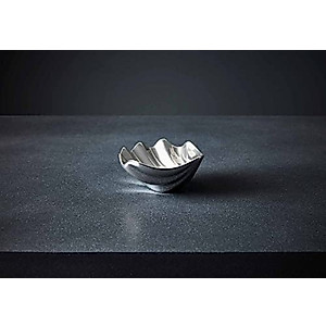 nambe Oceana Sea Shell Dip Bowl | Chilled Serving Dish For Dip, Hummus, Dressing, Salsa, Guacamole | Prep-Ahead | 4.5-Inch | Design by Wei Young | Made Of Metal Alloy (Silver)