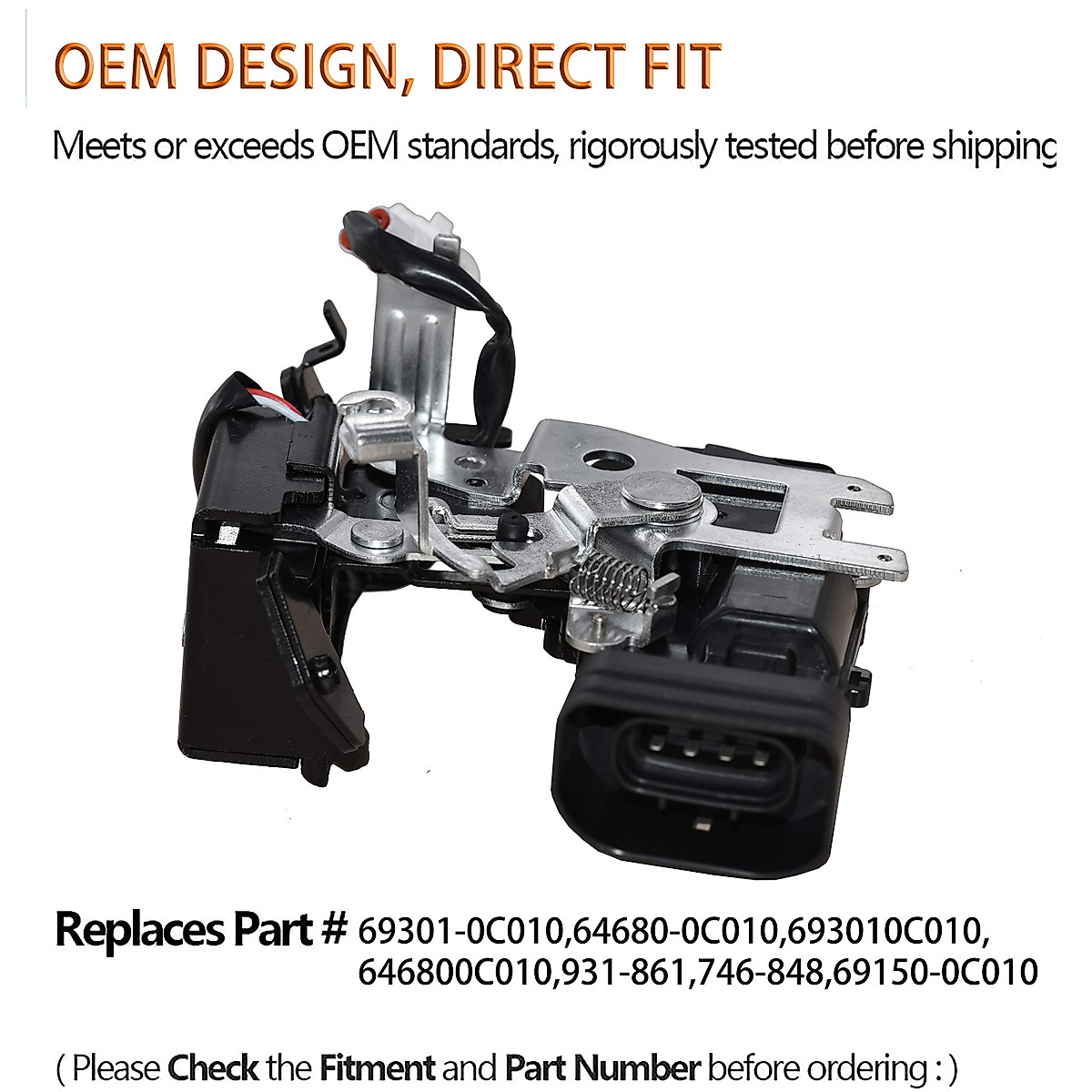 FOKES Liftgate Lock Actuator Rear Trunk Hatch Tailgate Latch with Actuator Compatible with Toyota Sequoia2001-2007, Rear Liftgate Latch Hatch Tailgate Trunk Lock Assy,Replaces# 69301-0C010 64680-0C010