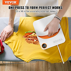 VEVOR Heat Press Machine,10x12inches Portable Shirt Printing Multifunctional Sublimation Transfer Heat Press Machine Teflon Coated, Easy Iron-on Press for T-Shirts/Pillows/Bags/HTV Vinyl Projects