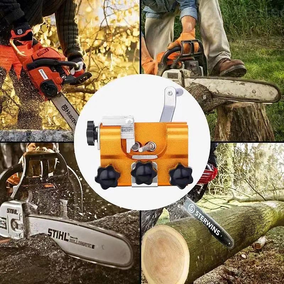 AMESEDAK Chainsaw Sharpener Kit, Chainsaw Chain Sharpening Jig,Suitable for All Kinds of Chain Saws and Electric Saws, for Lumberjack,Garden Worker