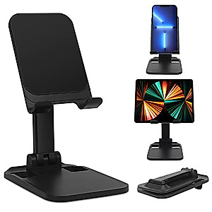 ZenTiky Cell Phone Stand, Angle Height Adjustable Phone Holder Stand, Foldable Phone Charger Stand,Portable Phone Stand Holder for 4’’-12.9'' iPhone 13,iPad,Tablet, Kindle, Samsung, and More, Black