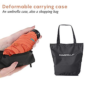 RUMBRELLA Mini Umbrella, Teflon Purse Umbrella with 99% UV Protection Travel Umbrella, Orange