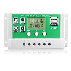 Cxztcl PWM Solar Charge Controller 10A Solar Panel Battery Controller Intelligent Regulator 12V/24V PWM LCD Display Solar Controller Street Light Controller