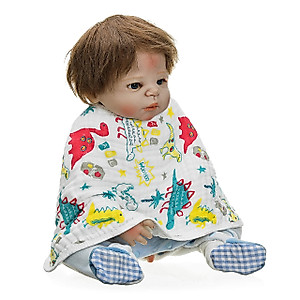 ShoppeWatch Muslin Burp Cloths Baby Burping Bibs 100% Organic Cotton 5-Pack Large 6 Layers Thick Soft Absorbent Cloth Spit Up Dribble Towels Rags for Newborns & Babies Unisex Shower Gift BB20