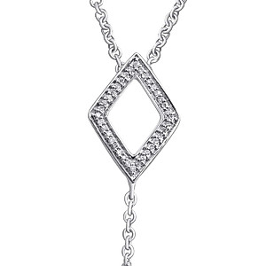 Jewelili Sterling Silver 1/8 Cttw Round Cut Natural Diamond Necklace