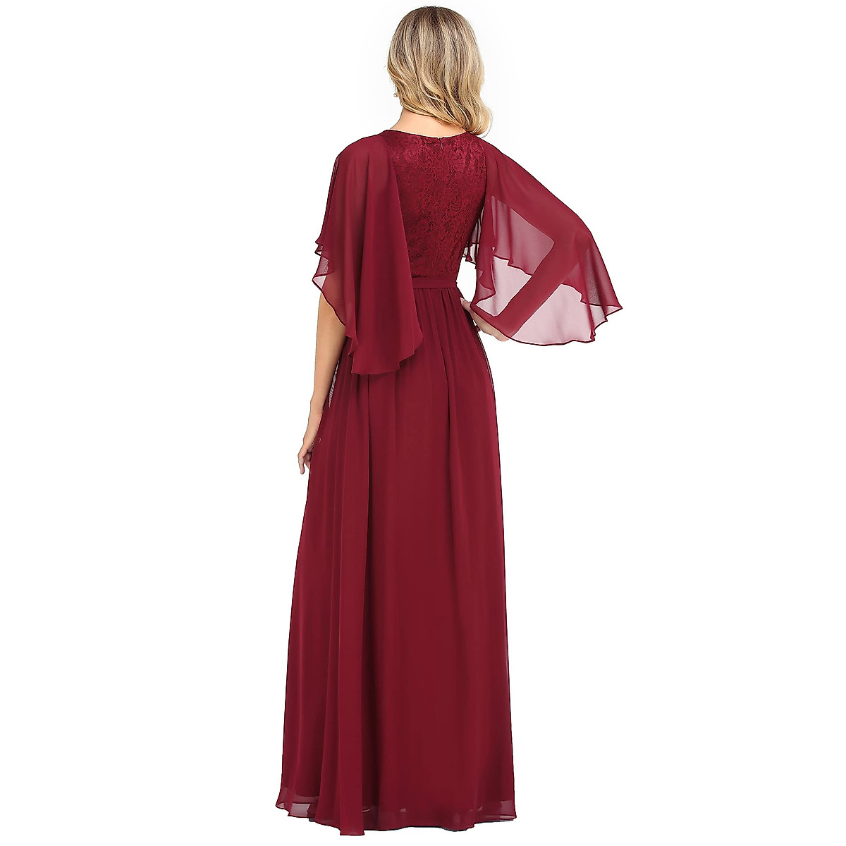 Ever-Pretty Women's Chiffon Maxi A-line Dance Party Dresses Burgundy US14