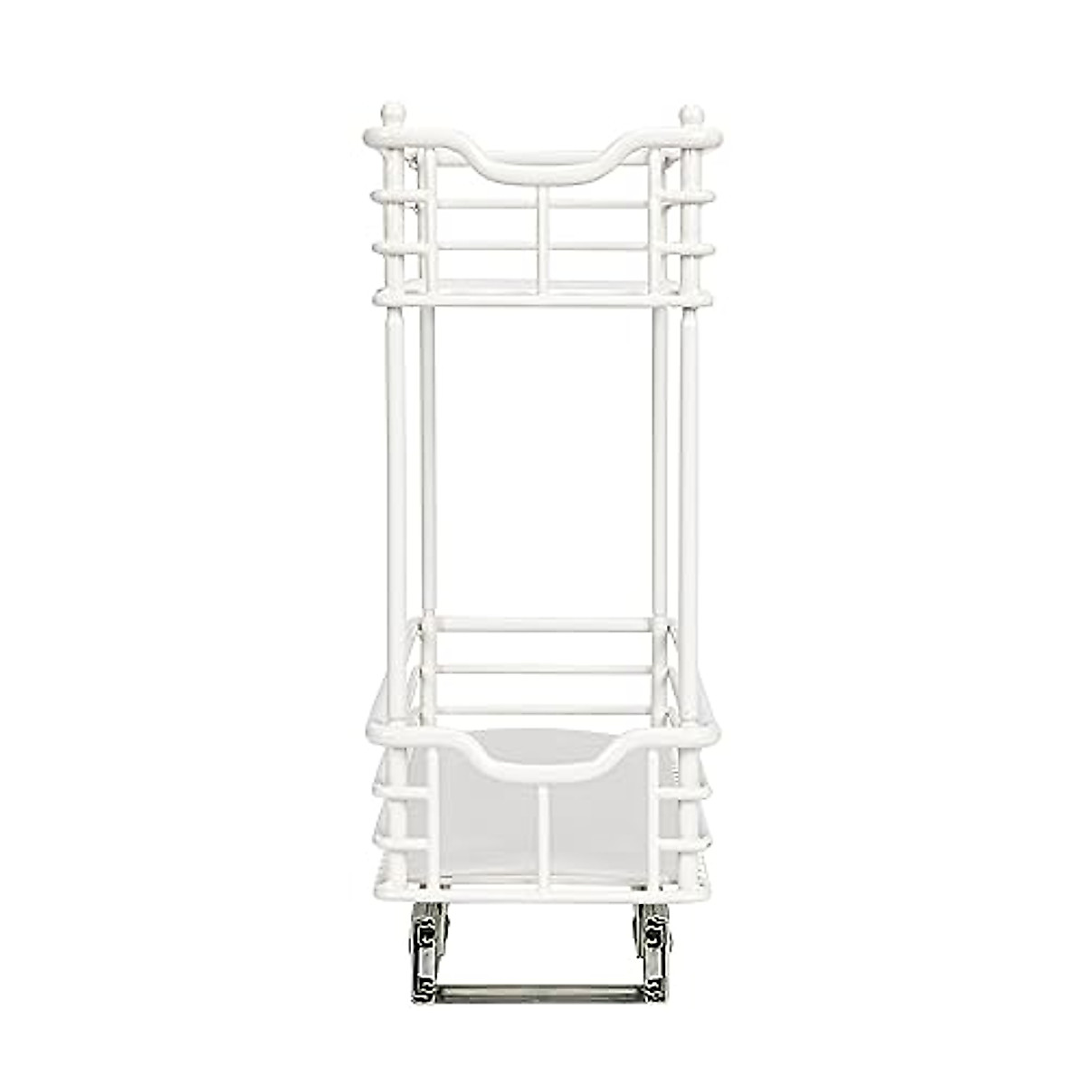 Household Essentials Glidez Multipurpose Paint-Finished Steel Pull-Out/Slide-Out Storage Organizer with Plastic Liner for Under Cabinet Use - 2-Tier Design - Fits Standard Size Cabinet or Shelf, White