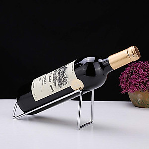 Metal Wine Rack Freestanding -Tabletop Wine Rack Holder - Countertop Wine Bottle Holder - Geometric Design for Table Top Wine Bottle Storage Rack,Perfect Wine Holder Stand (Silvery)