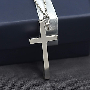 BEILIN 925 Sterling Silver Cremation Jewelry Cross Urn Pendant Memorial Cross Urn Necklace for Ashes