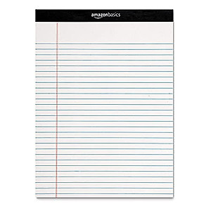 Amazon Basics Wide Ruled 8.5 x 11.75-Inch Lined Writing Note Pads - 12-Pack (50-sheet), White