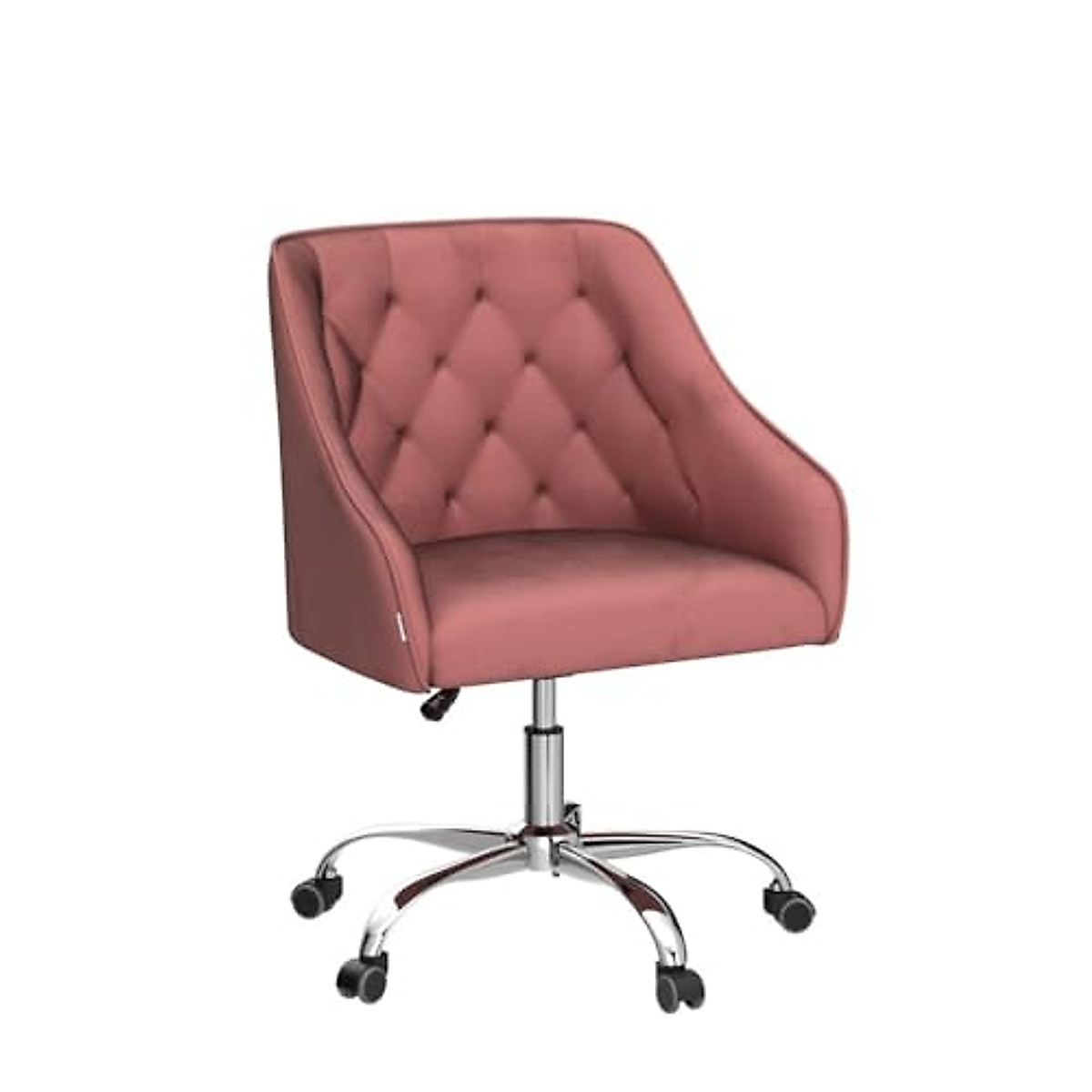 CNANXU Velvet Swivel Shell Chair with Adjustable Height,Accent Swivel Desk Chair,Modern Leisure Office Chair for Living Room (Pink)