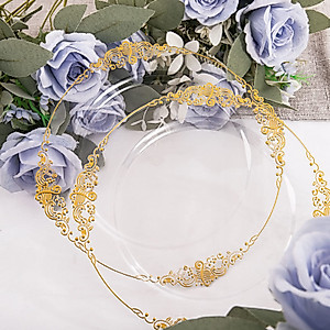 Morejoy 100 Pieces Gold Plastic Plates - Clear Gold Disposable Plates - 10.25inch Clear Plastic Dinner Plates With Gold Rim for Weddings & Parties & Shower