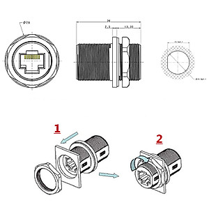 Anmbest 5PCS Panel Mounting RJ45 Waterproof Cat5/5e/6 8P8C Connector Ethernet LAN Cable Connector Double Head Coupler Adapter Female to Female with Waterproof/Dust Cap