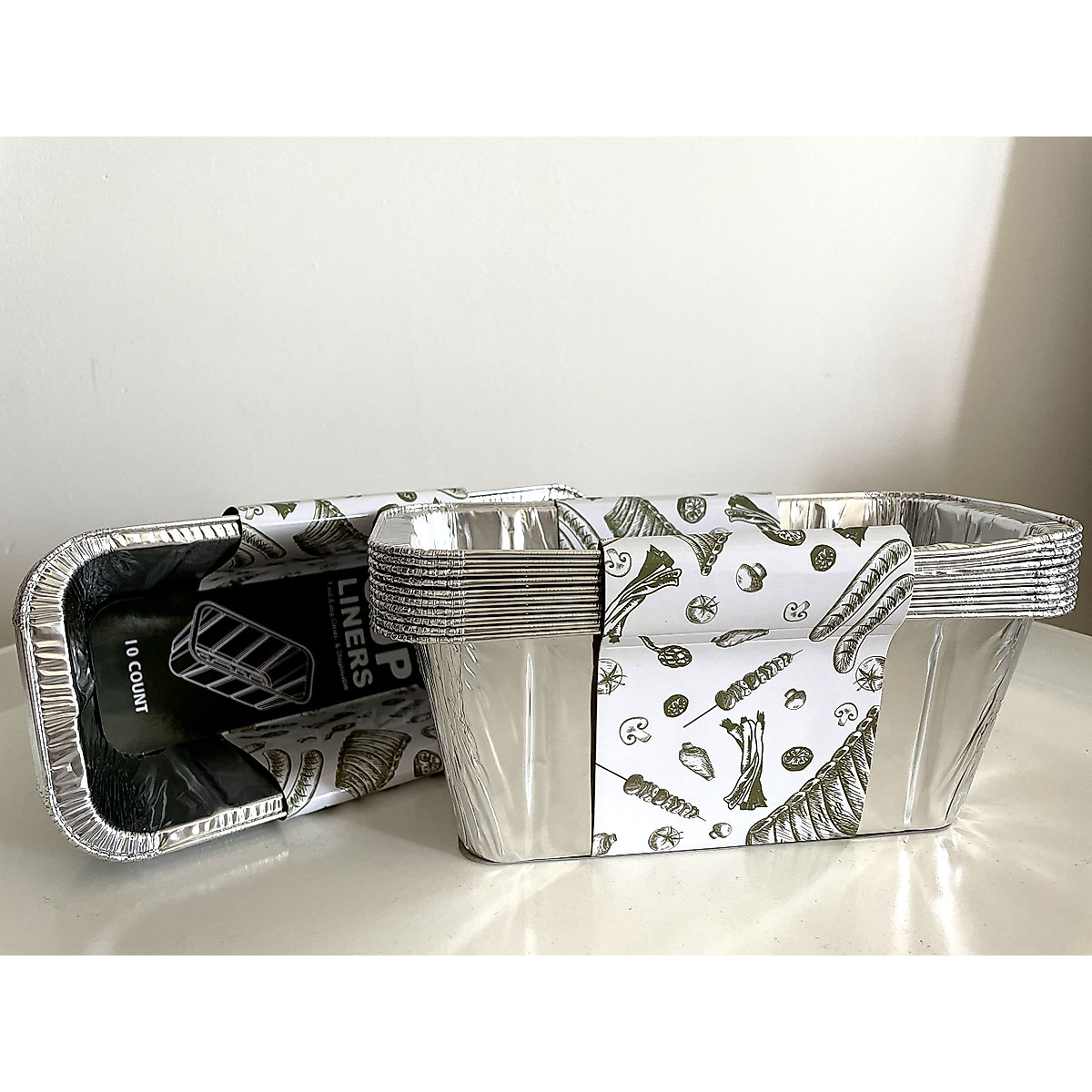 MESTAEK 30 Pack Drip Pans Compatible, 8" x 3.7" x 3" Griddle, Rear Grease Cup, Disposable Aluminum Foil for Baking, Cooking, Heating, Storing, Prepping Food