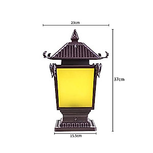 MODEBHD European Glass Lantern Column Lamp Post Lamp Chinese Outdoor Garden Lamps Wall Lamp Waterproof Home Villa Wall Pillar Street Light E27 Decoration Table Light, 23cm* 37cm