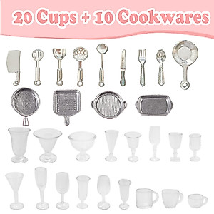 200Pcs Miniatures Food Drinks Bottles Dollhouse Accessories 1:12 Mini Stuff Things Toy Set Pretend Play Kitchen Game Playset Tiny Stuff Baking Micro Mart Hamburger Bread Ice Cream Cake