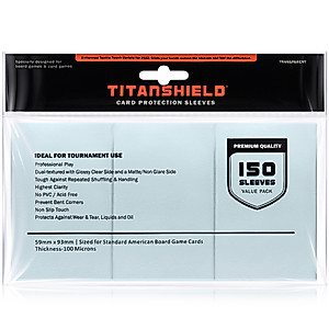 TitanShield Standard American Size 57x91mm Board Game Card Sleeves (150 Count)