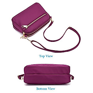 Collsants Small Crossbody Purse Mini Nylon Travel Shoulder Bag Multi Zipper Pockets (Black)