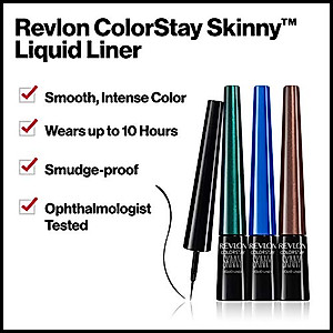 Revlon Skinny Liquid Eyeliner, ColorStay Eye Makeup, Waterproof, Smudge-proof, Longwearing with Ultra-Fine Tip, Mahogany Flame, 0.08 oz