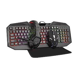 Supersonic SC-440GK 4 in 1 RGB Color Gaming Kit USB Gaming Keyboard, 6D Glowing Mouse, Mouse Pad and Headset Gaming Bundle for Gamer/Computer PC Game/PS4/PS5/XBox -Stylish & Durable Design