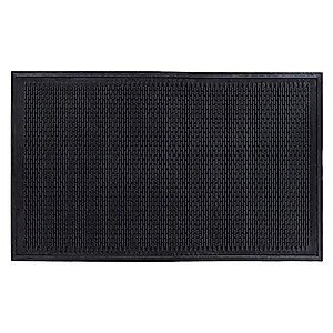 Indoor/Outdoor Hose-Wash Ribbed Design Non-Slip Rubber 2x3 Modern Entryway Mat for Entryway, Patio, Backyard, Garage, 24" x 36", Black Ribbed