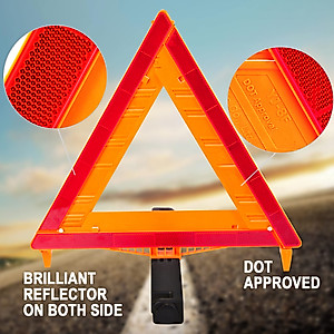 CARTMAN 3 Pack Warning Triangle DOT Approved Identical to United States FMVSS 571 125 Reflective Warning Road Safety Triangle Kit