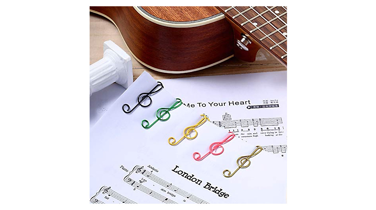 100 Music Note Paper Clips | 6 Colors Metal Musical Clips