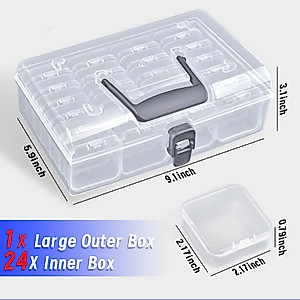 SanerDirect 32 Grids Diamond Painting Drill Storage Containers, Diamond Organizer Case Embroidery Beads Storage Box with Label