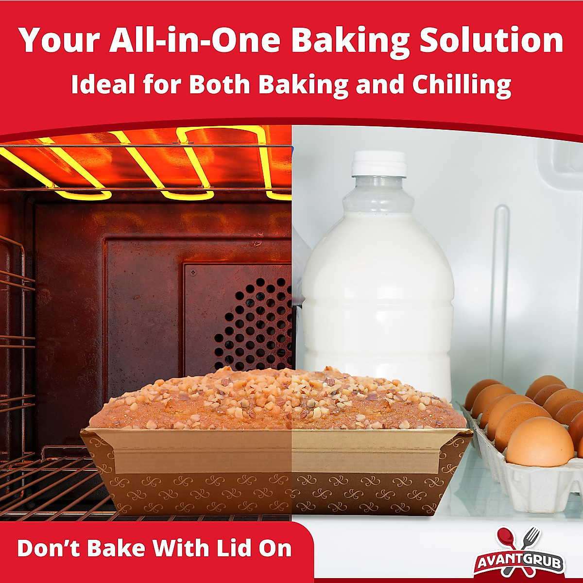 Chef-Grade 7x3in 1Lb Paper Loaf Pans w/Lids 25 Pk. Elegant Disposable Bakeable Kraft Pan Supplies for Baking Bread, Small Meatloaf, Bundt Cake, Sweets for Holiday Gifts Bake Sales or Fundraiser.