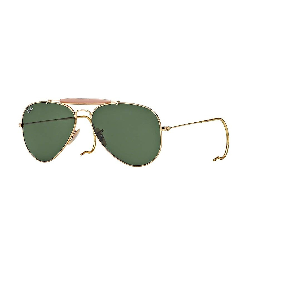 Ray-Ban rb3030 outdoorsman l0216 58m arista/green crystal Round Sunglasses for men for women + Bundle with designer iwear eyewear kit