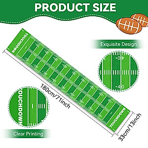 2PCS Football Kitchen Table Runner Decor Football Tablecloth Grass Court Table Runner Touch Down Boy Sport Football Birthday Theme Party Table Cover Direction for Dining Indoor Outdoor Home，14" x 71"