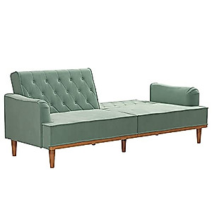 Mr. Kate Stella Vintage Convertible Sofa Bed Futon, Teal Velvet