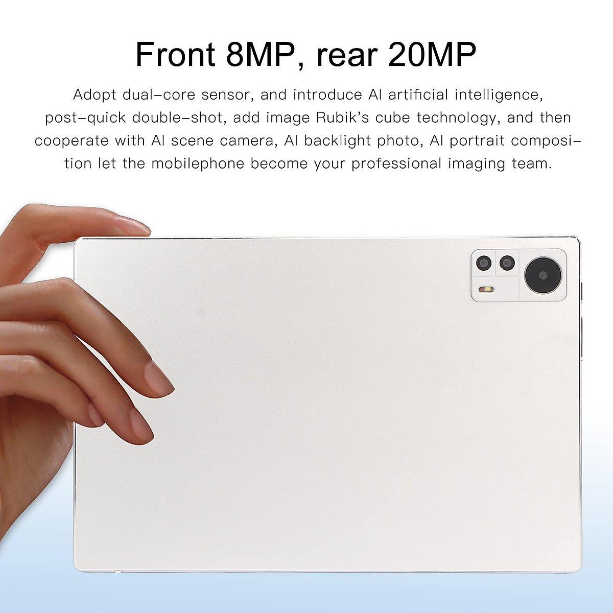 10.1 Inch Tablet with 8G RAM 256G ROM Octa Core Processor 6000mAh Battery, 8 Plus 20Mp Dual Camera and Dual Speakers, BT5.0 Support, WiFi and GPS, Mobile Calling(USA)