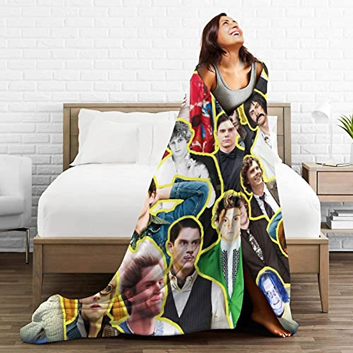 Blanket Evan Peters Soft and Comfortable Warm Fleece Blanket for Sofa, Office Bed car Camp Couch Cozy Plush Throw Blankets Beach Blankets