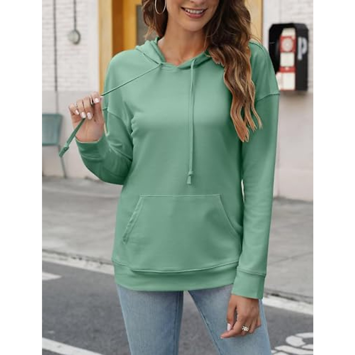 Minetom Women's Lightweight Pullover Hoodies Casual Long Sleeve Sweatshirts Tops with Pocket