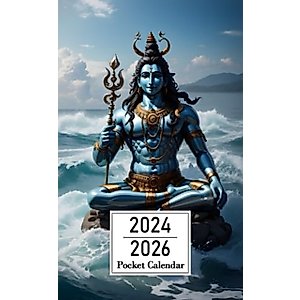 Pocket Calendar 2024-2026: Two-Year Monthly Planner for Purse , 36 Months from January 2024 to December 2026 | Lord Shiva | sea