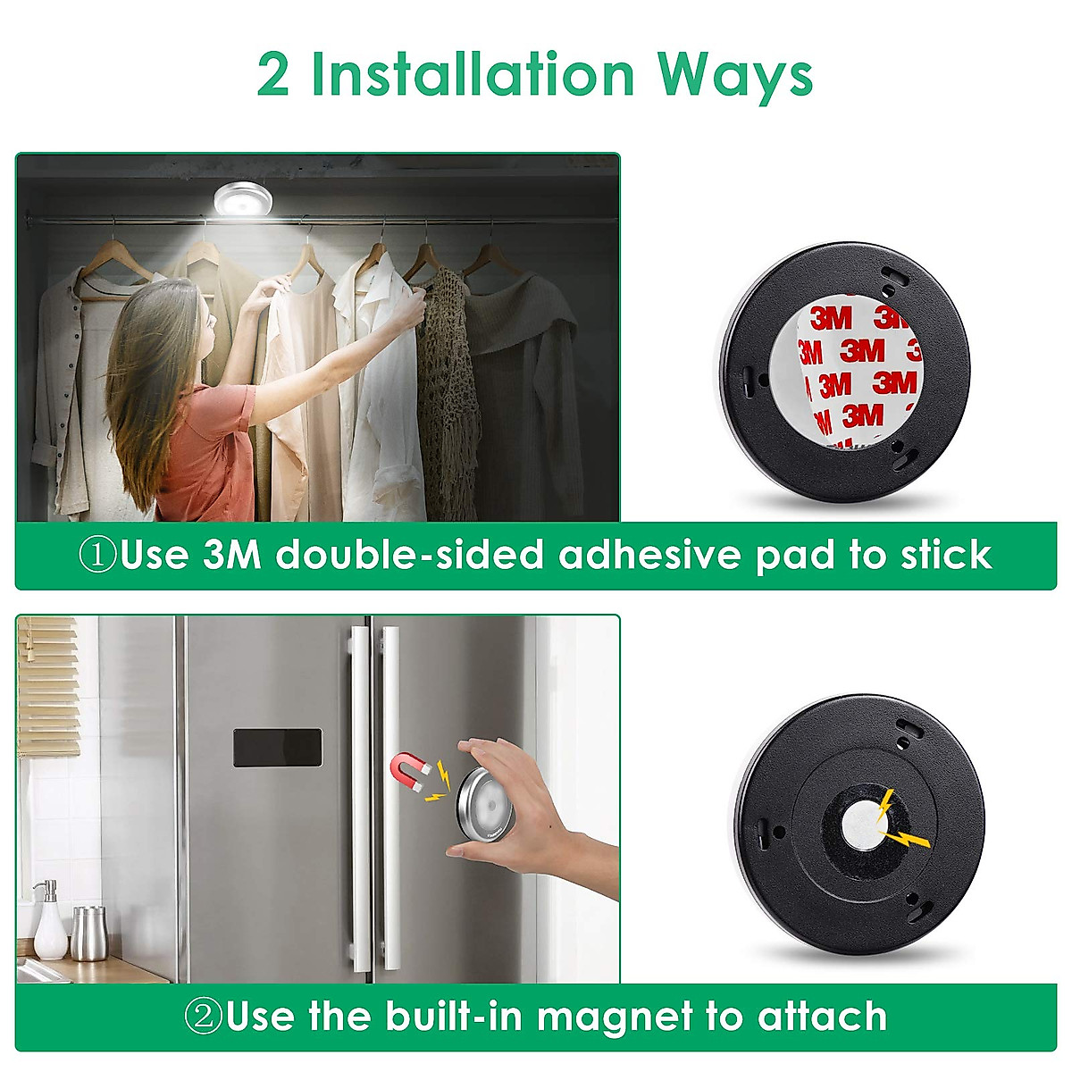 URPOWER Motion Sensor Closet Light, Motion-sensing Battery Powered LED Stick-Anywhere Nightlight,Wall Light for Entrance,Hallway,Basement,Garage,Bathroom,Cabinet,Closet