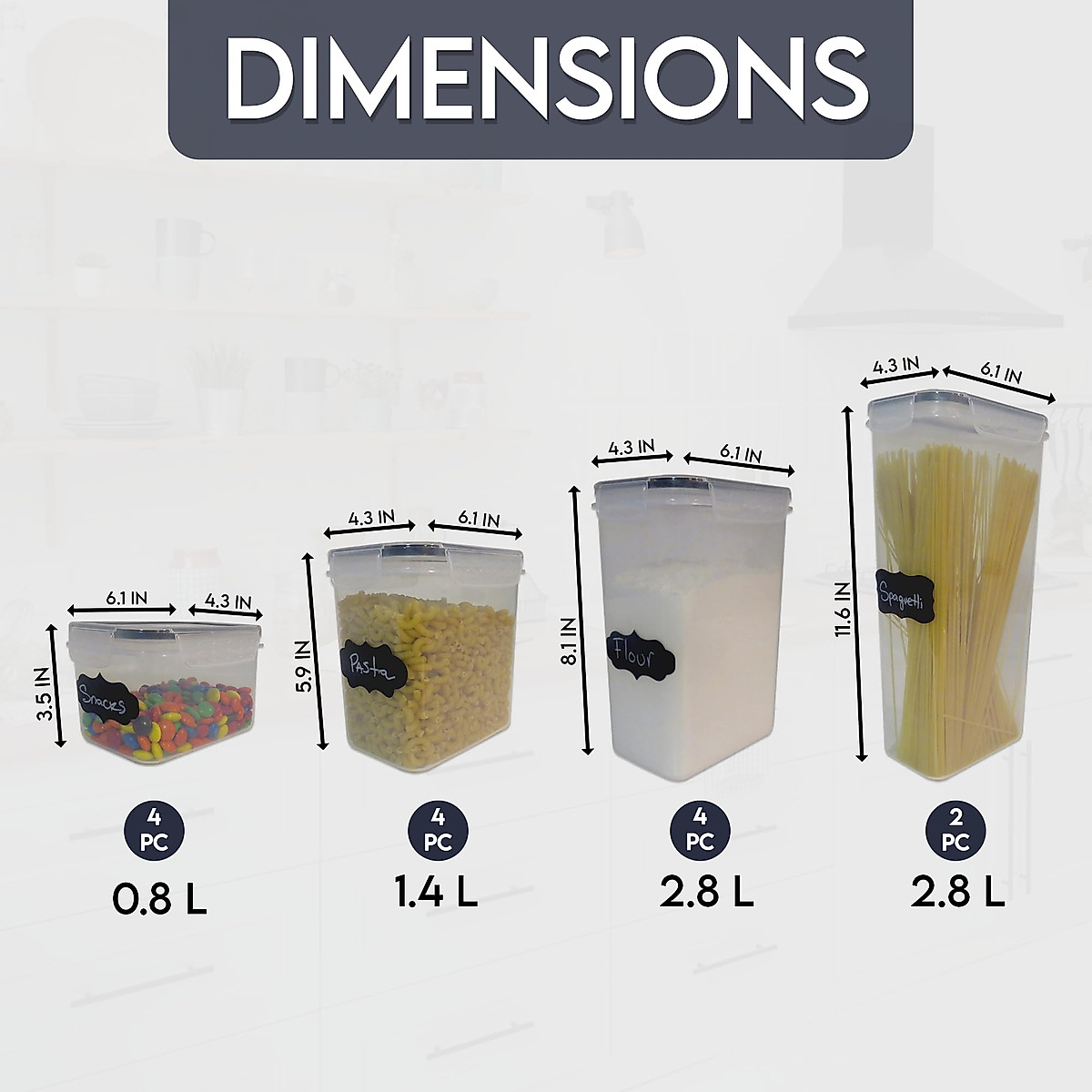 Kitchen Pantry Organizers and Storage - Airtight Food Storage Container Set, 14 Pcs BPA Free Plastic Dry Food Canisters for Kitchen Pantry Organization and Storage Ideal for Cereal, Flour & Sugar