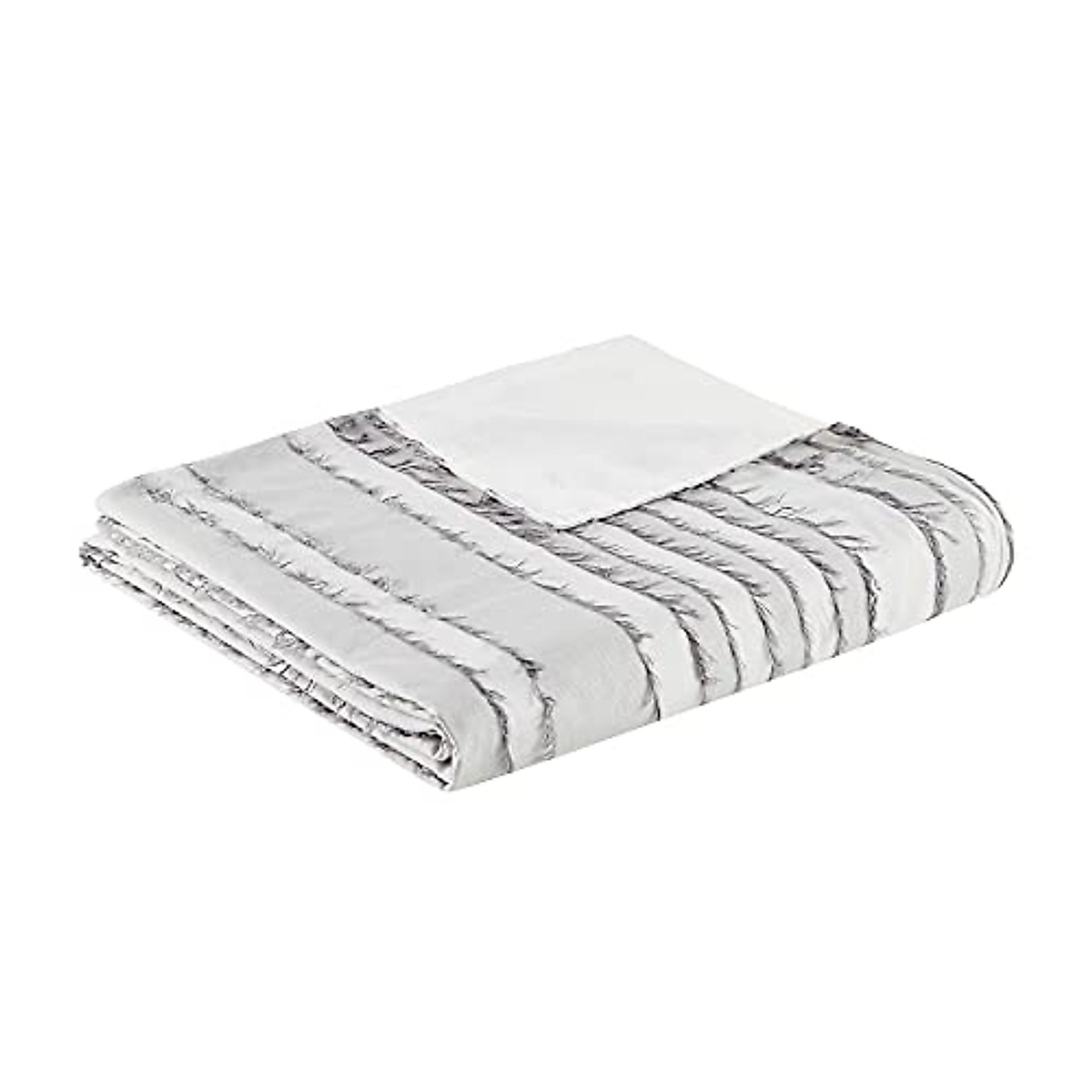 Urban Habitat Avery 100% Cotton Clipped Jacquard Duvet Casual Stripe Design, All Season Comforter Cover Modern Bedding Set with Matching Sham, Decorative Pillow, Full/Queen, Grey 5 Piece