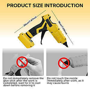 Cordless 100W Hot Glue Gun Dual for De-walt 20V Battery,Dual Power Supply Glue Gun,LCD Digital Display Up to 200℃ Temp Adjust with Plug,10Pcs hot glue gun sticks for Arts&Crafts&DIY(No Battery)