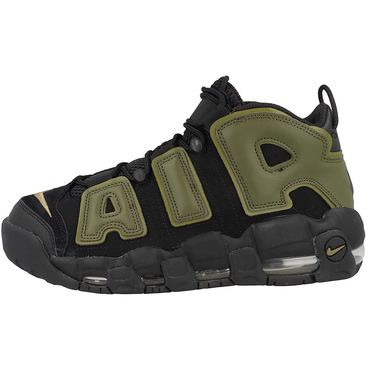 Nike mens Air More Uptempo 96 Basketball Trainers Cj6129 Shoes, Black/Rough Green-pilgrim-blac, 8
