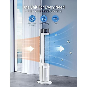 Paris Rhône Portable Air Conditioners 3-IN-1 Evaporative Air Cooler, 3 Speeds Air Conditioner Portable for 1 Room with Remote, 12H Timer, 60° Oscillation Swamp Cooler Fans for Bedroom