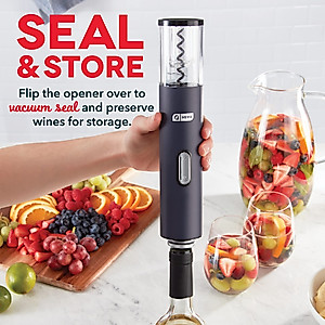 Dash Serve & Preserve Wine Set – Rechargeable Electric Wine Preservation System – Wine Bottle Opener, Vacuum Sealer, 2 Reusable Caps + Charging Base – Graphite