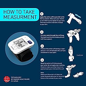 Omron Hem 6181 Fully Automatic Wrist Blood Pressure Monitor with Intelligence Technology, Cuff Wrapping Guide and Irregular Heartbeat Detection for Most Accurate Measurement (White)
